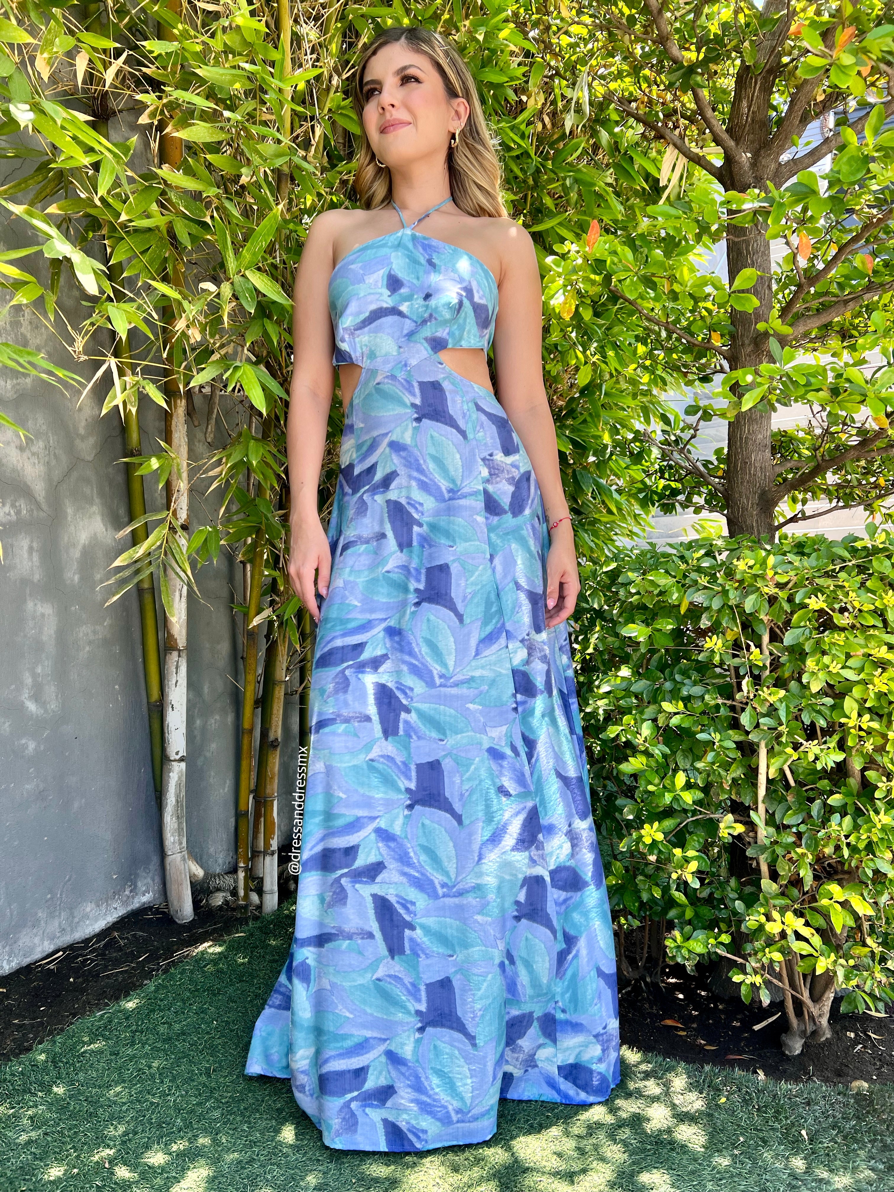 Vestidos estampados azules cut out – dress&dress